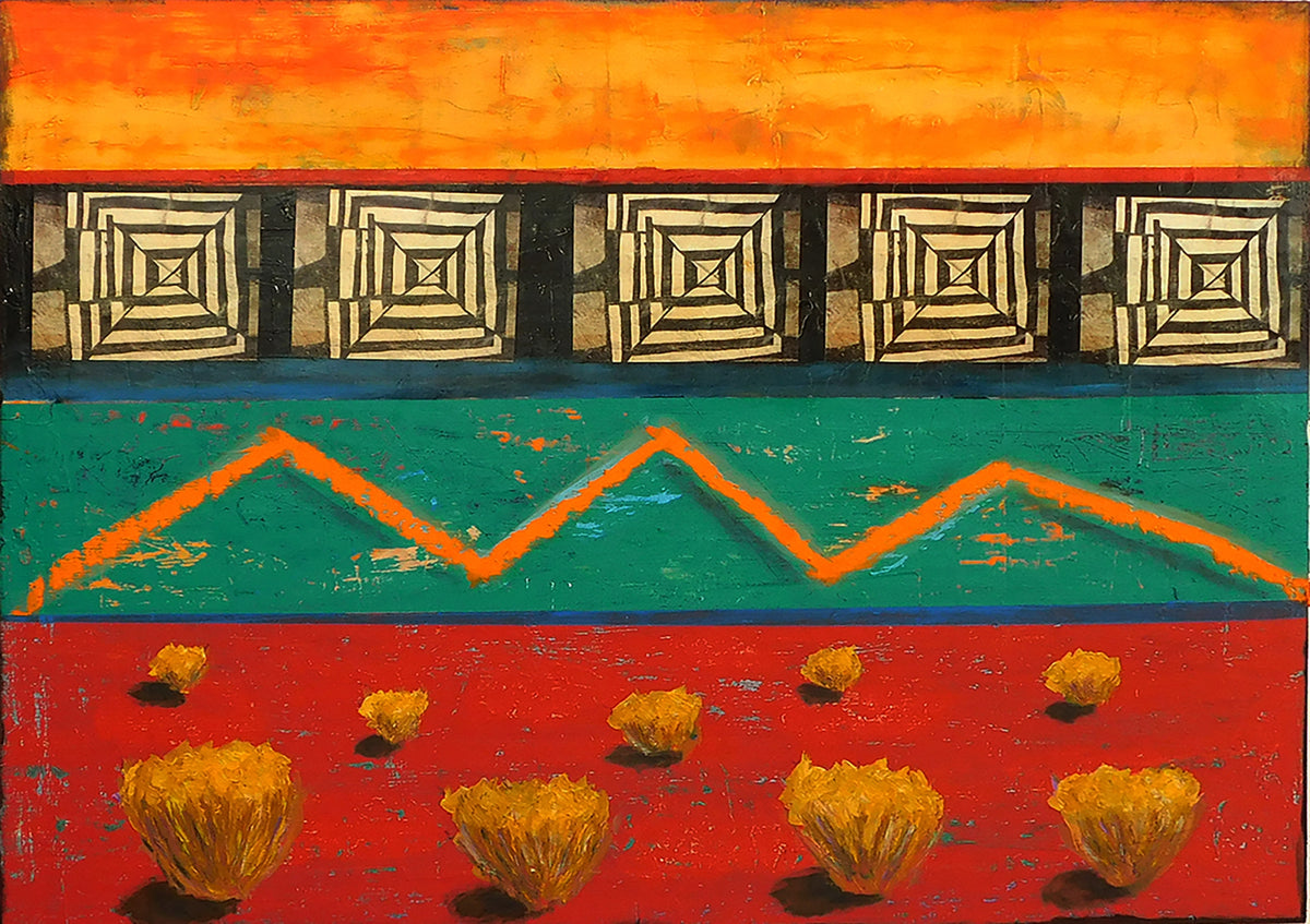 Chamisa and Mountains - Acrylic /Mixed Media Collageby artist Dave ...
