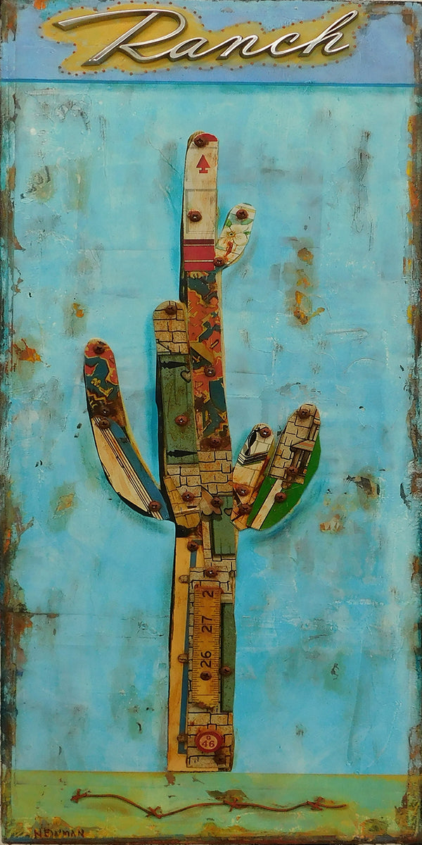 Ranch Saguaro - Acrylic /Mixed Media Paintingsby artist Dave Newman ...